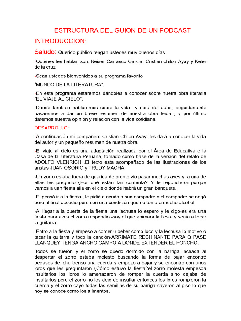 Estructura Del Guion de Un Podcast | PDF
