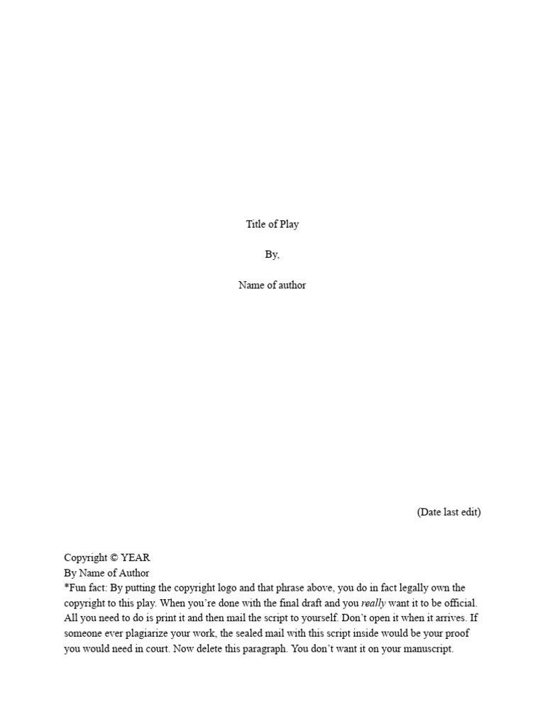 Playwriting Template (Professional Version) | PDF | Written ...