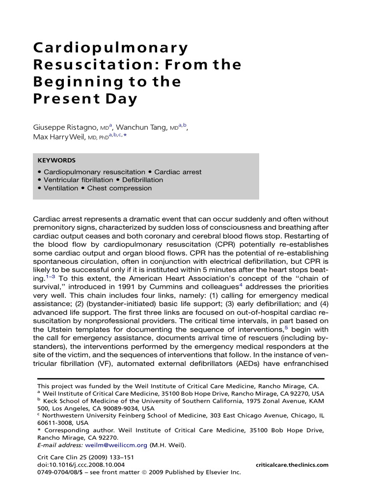The History of CPR | PDF | Cardiopulmonary Resuscitation | Cardiac Arrest