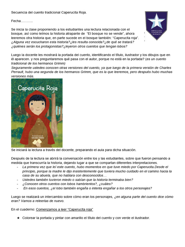 Secuencia Caperucita Roja | PDF | Caperucita Roja