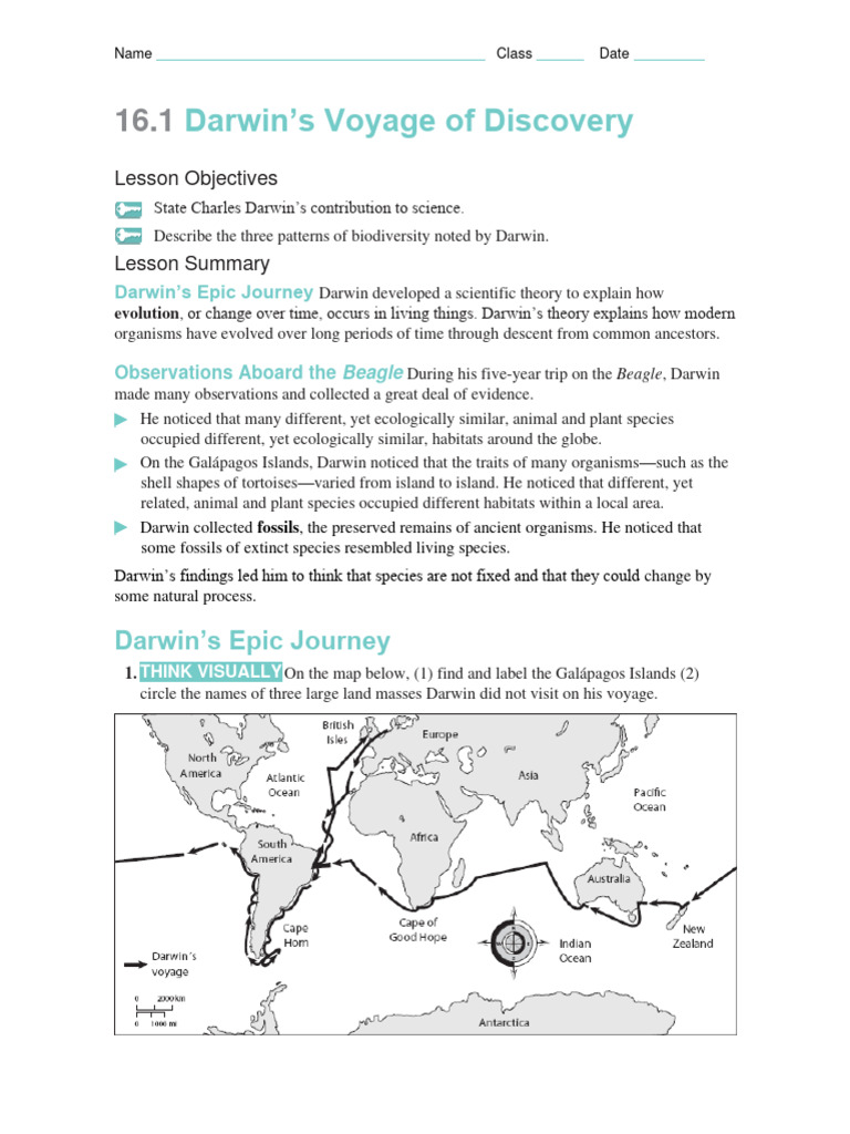 Darwin's Voyage: Patterns of Biodiversity | PDF | Charles Darwin ...