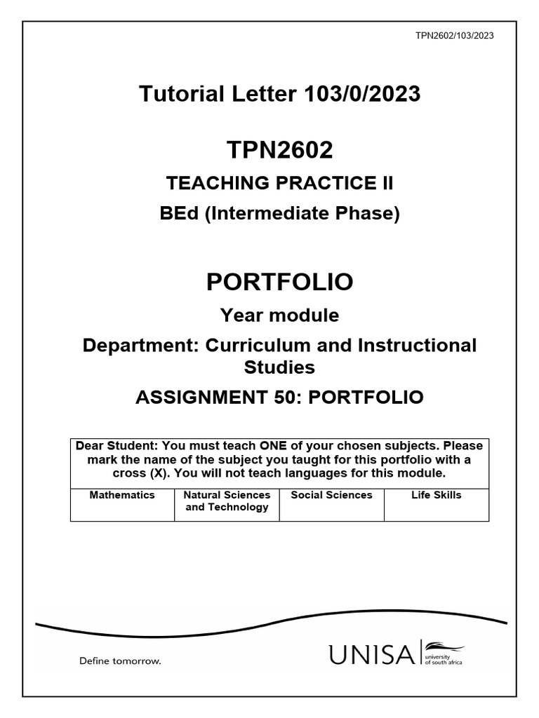 TL103 - TPN2602 - 2023 | Download Free PDF | Question | Teachers