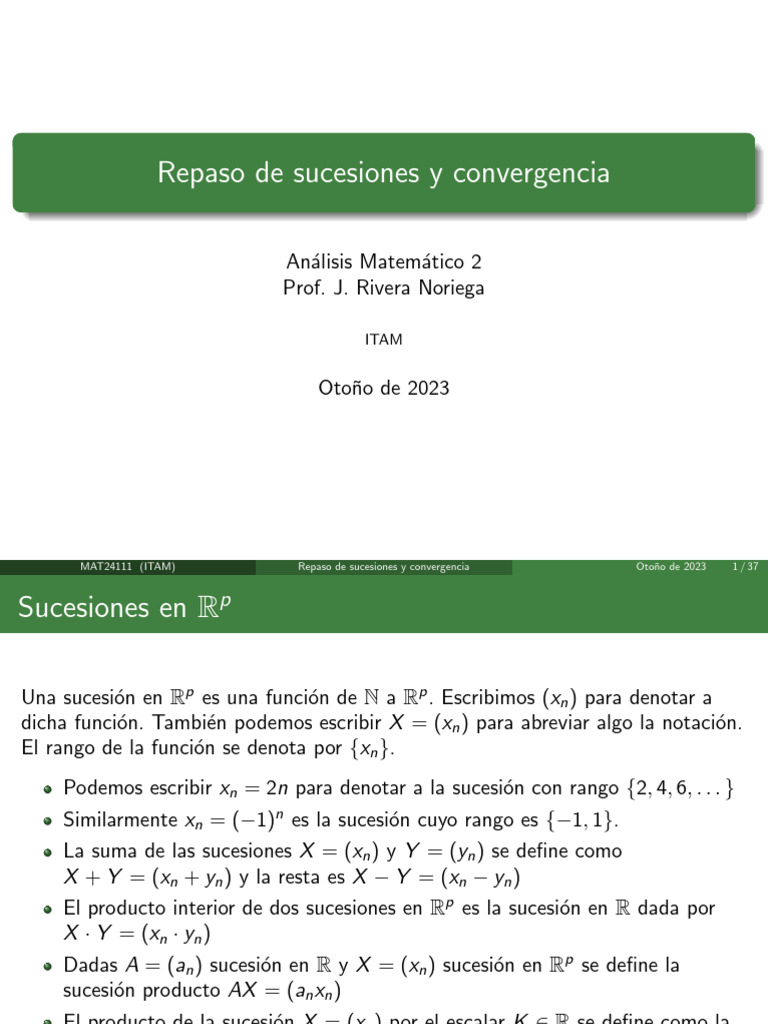 Sucesiones y Convergencia Matemática | PDF | Relaciones matematicas ...