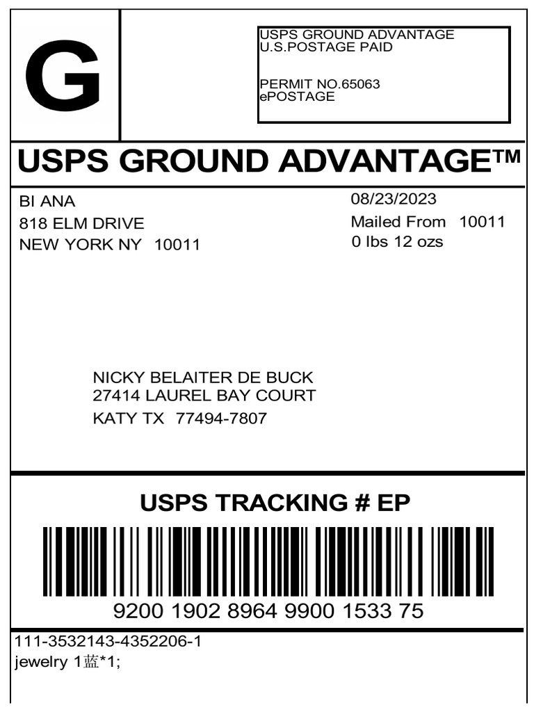 6102167840 1蓝 29 | PDF | Mail | United States Postal Service