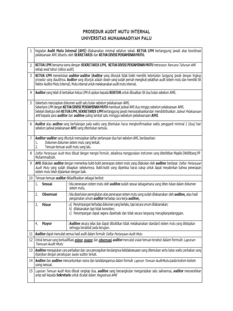 Prosedur Audit Mutu Internal UMP | PDF | Bisnis