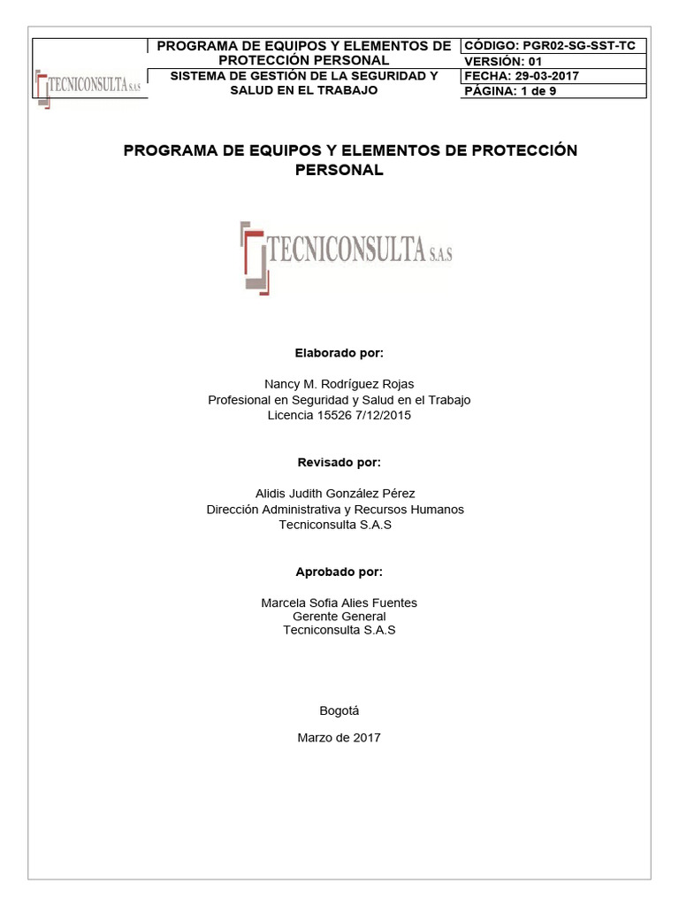 Programa de Epp | PDF | Riesgo | Valores