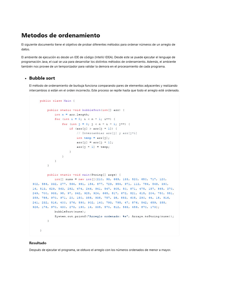 Métodos De Ordenamiento Pdf Algoritmos Y Estructuras De Datos Lógica Matemática