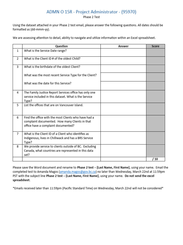 Phase 2 Test - Project Administrator | PDF