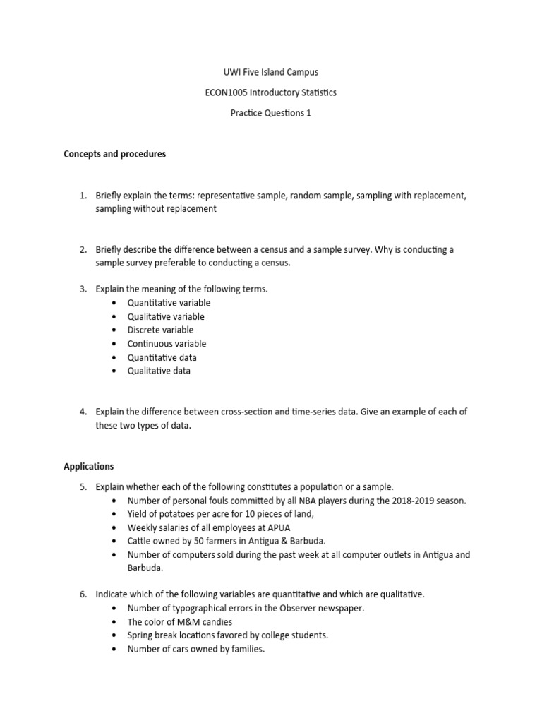 Practice Questions 1 | PDF | Statistics | Quantitative Research