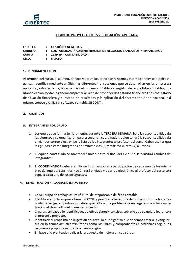 Proyecto Contable Aplicado | PDF | Contabilidad | Business