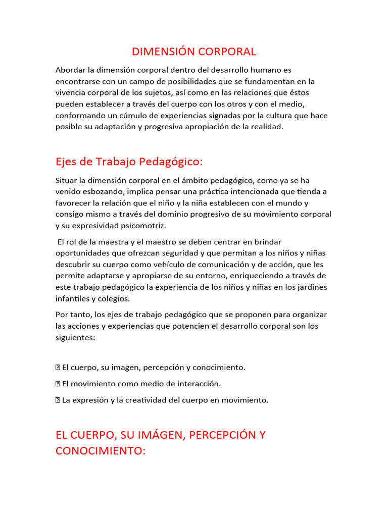 Dimensión Corporal | PDF | Experiencia | Ciencia cognitiva