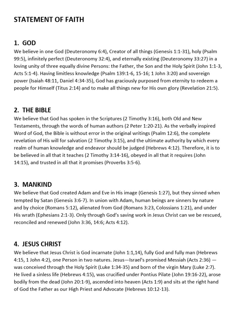 My Statement of Faith | PDF | Jesus | Christian Church