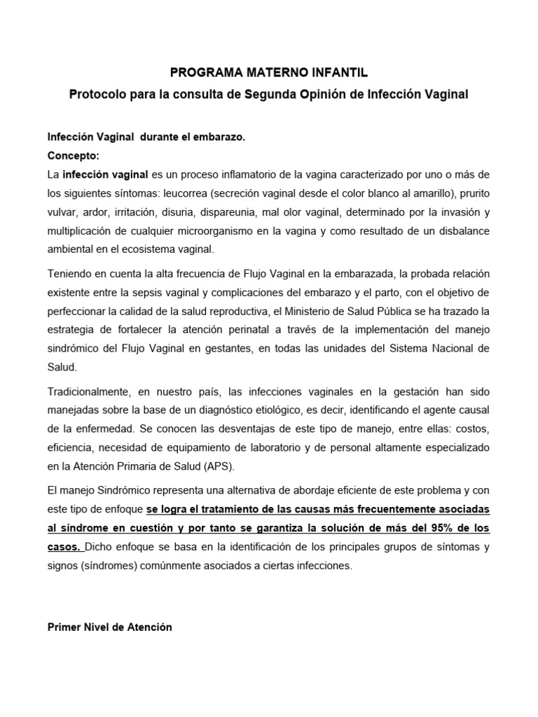 Protocolo de Atención Consulta Infeccion Vaginal | PDF | Medicina CLINICA | Inmunología