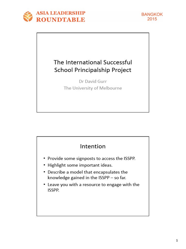 The International Successful School Principalship Project - Dr. David ...