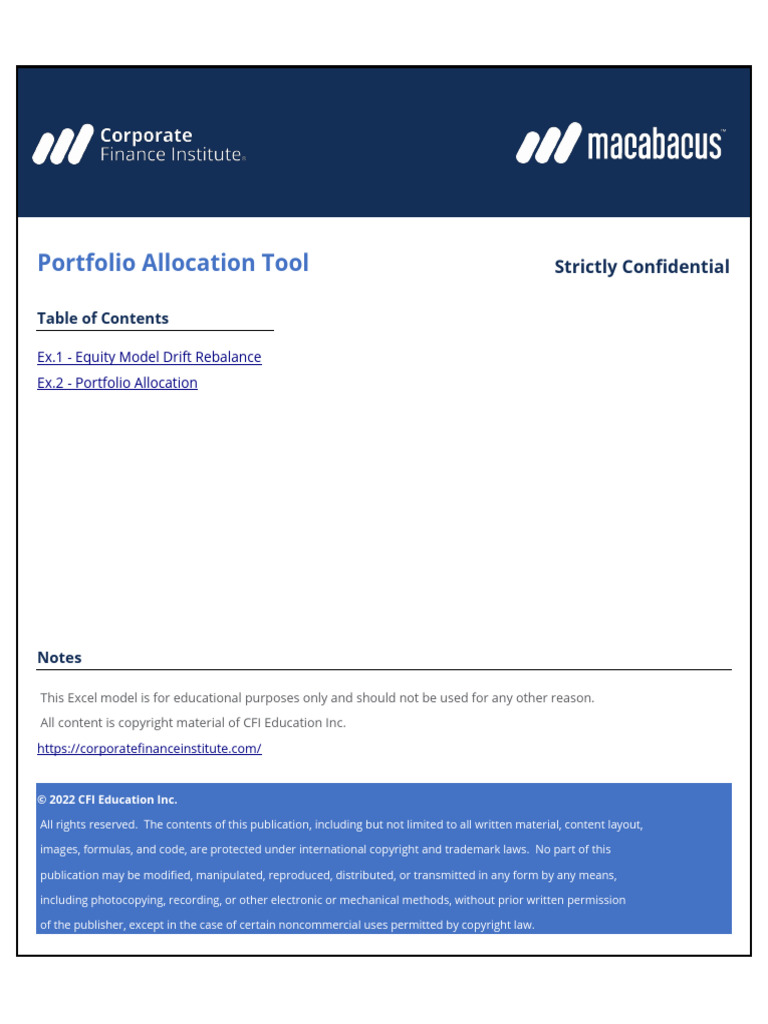 Portfolio Allocation Tool - Complete | PDF | Exchange Traded Fund ...