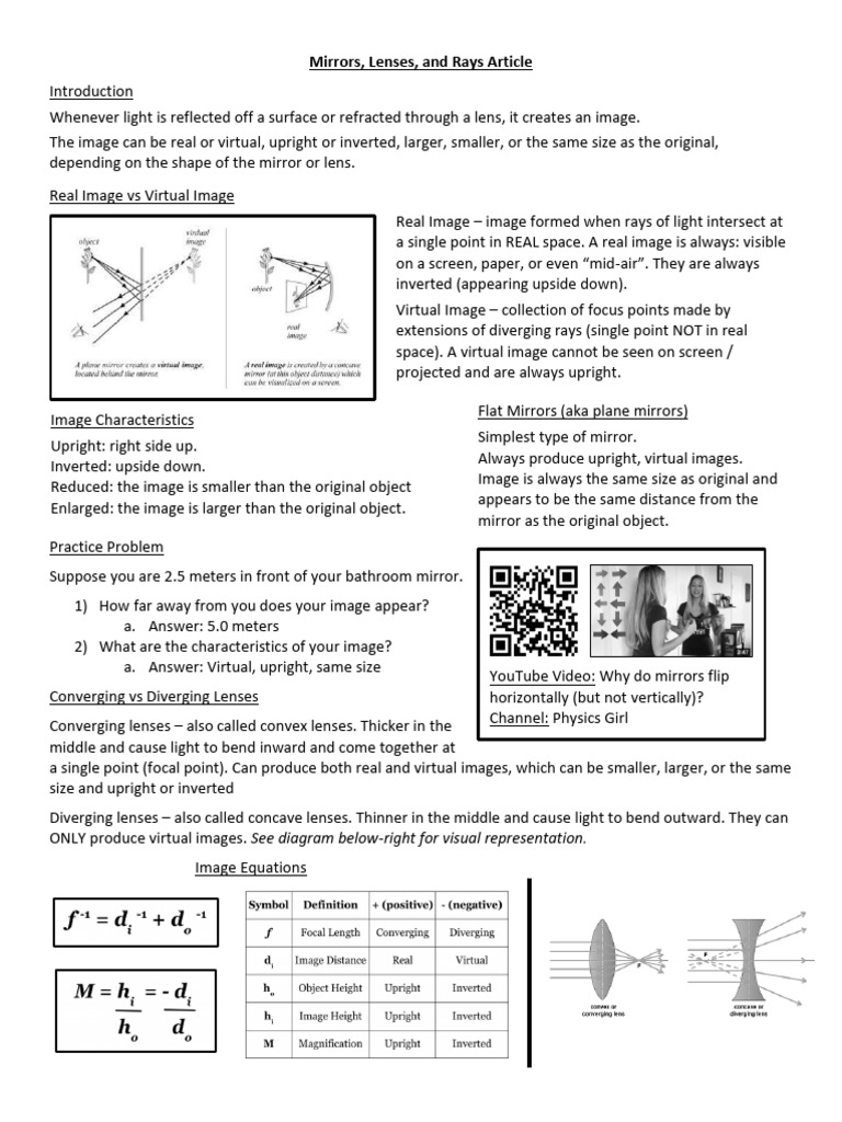 Mirrors, Lenses, and Rays Article - Rays Diagrams (Page 187 of ISN ...