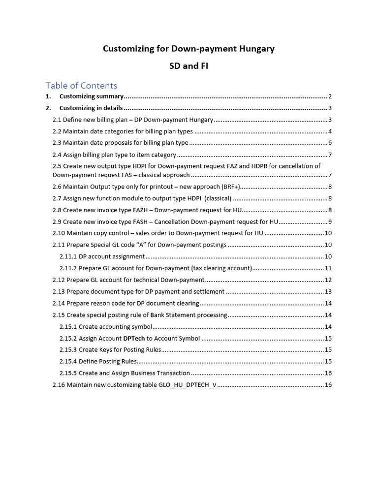 Downpayments Customizing Guide | PDF | Invoice | Banks