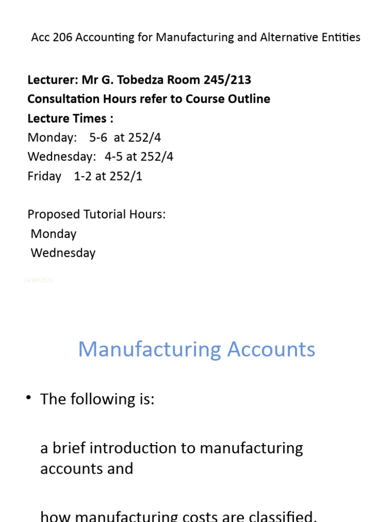 Acc 206 Manufacturing Account 2021 | PDF | Cost | Cost Of Goods Sold