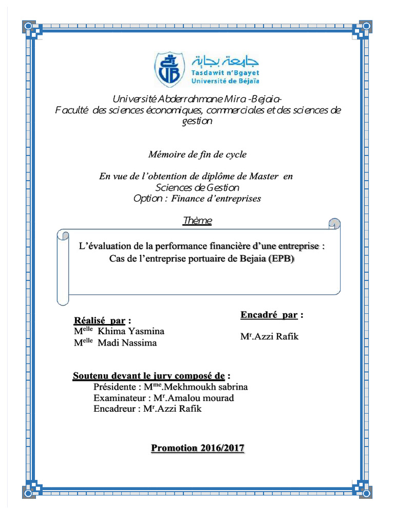 Évaluation de la performance financière EPB | PDF | Budget | Business