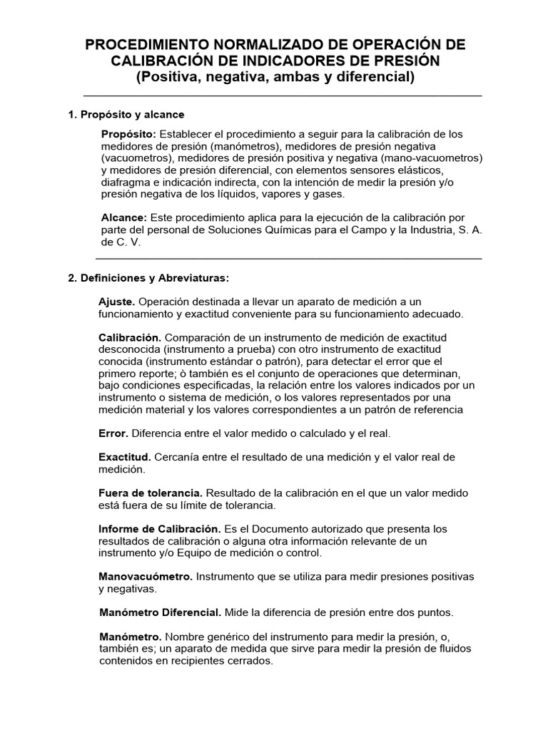 CALIBRACION DE INDICADORES DE PRESION (Positiva, Negativa, Ambas y Diferencial) | PDF | Medida ...