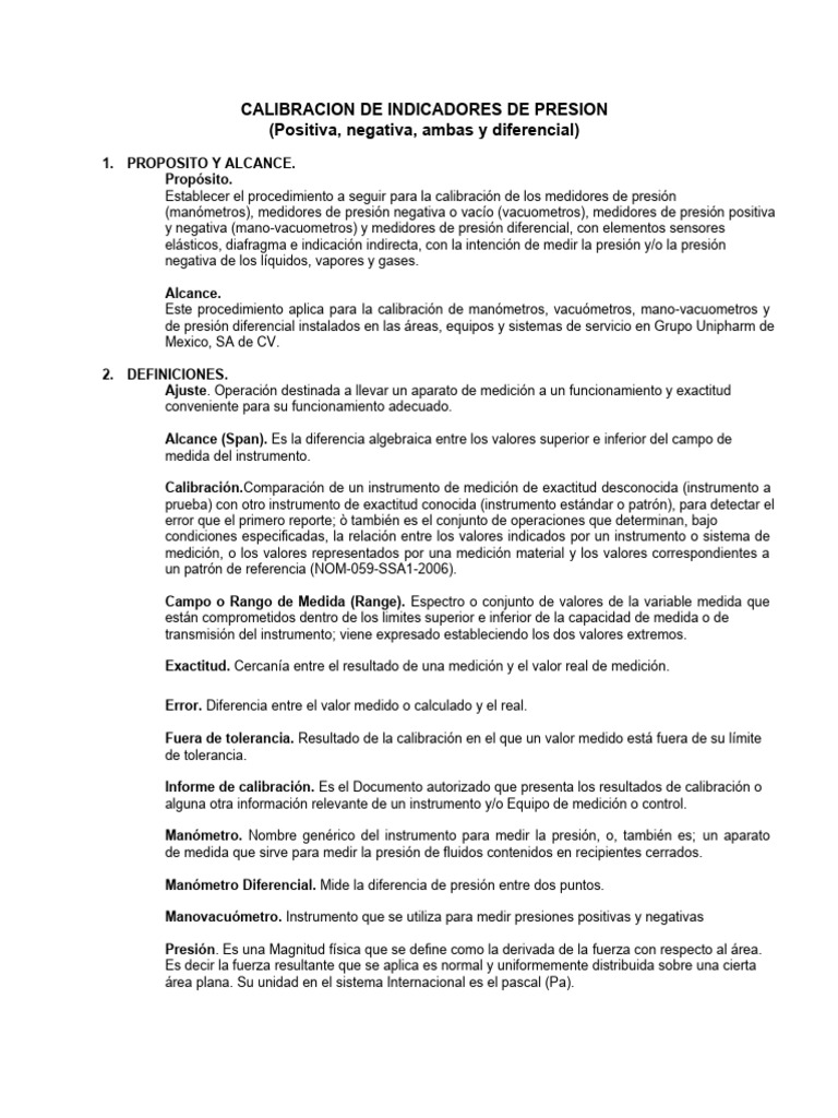 CALIBRACION DE INDICADORES DE PRESION (Positiva, Negativa, Ambas) | PDF | Medición | Presión