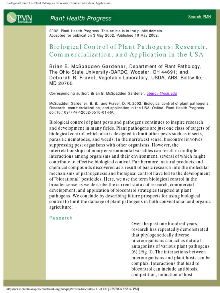 1-Biological Control of Plant Pathogens Research, Commercialization and ...