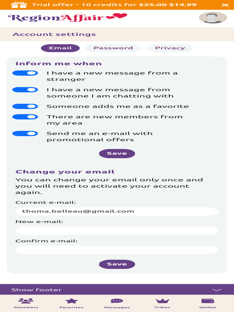 Account Settings - RegionAffair | PDF