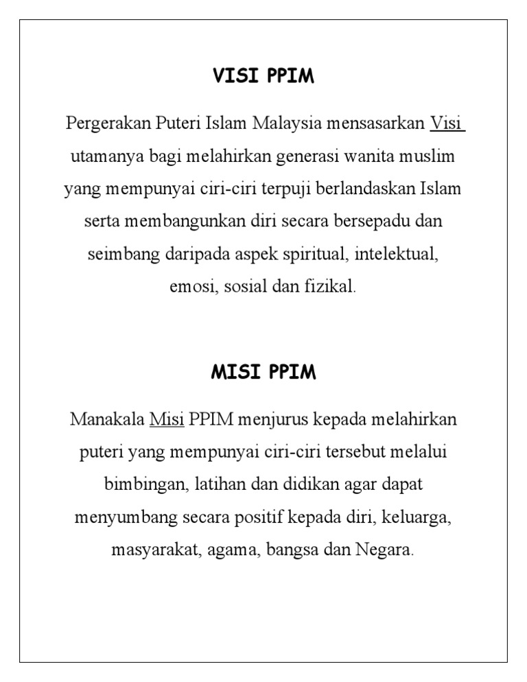 Visi Ppim | PDF