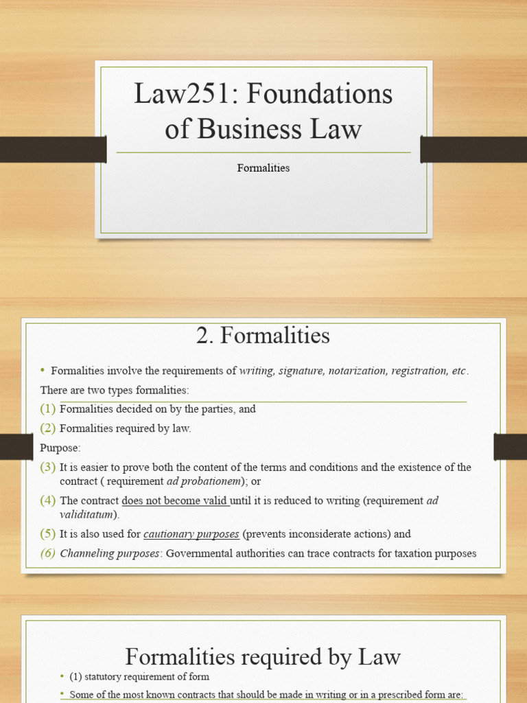 Law251 Formalities | PDF