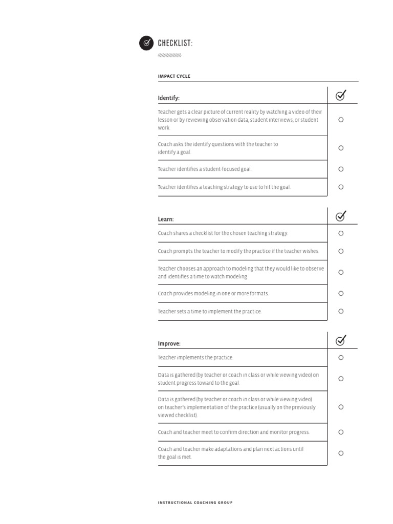 Impact Cycle Coaching Checklist | PDF