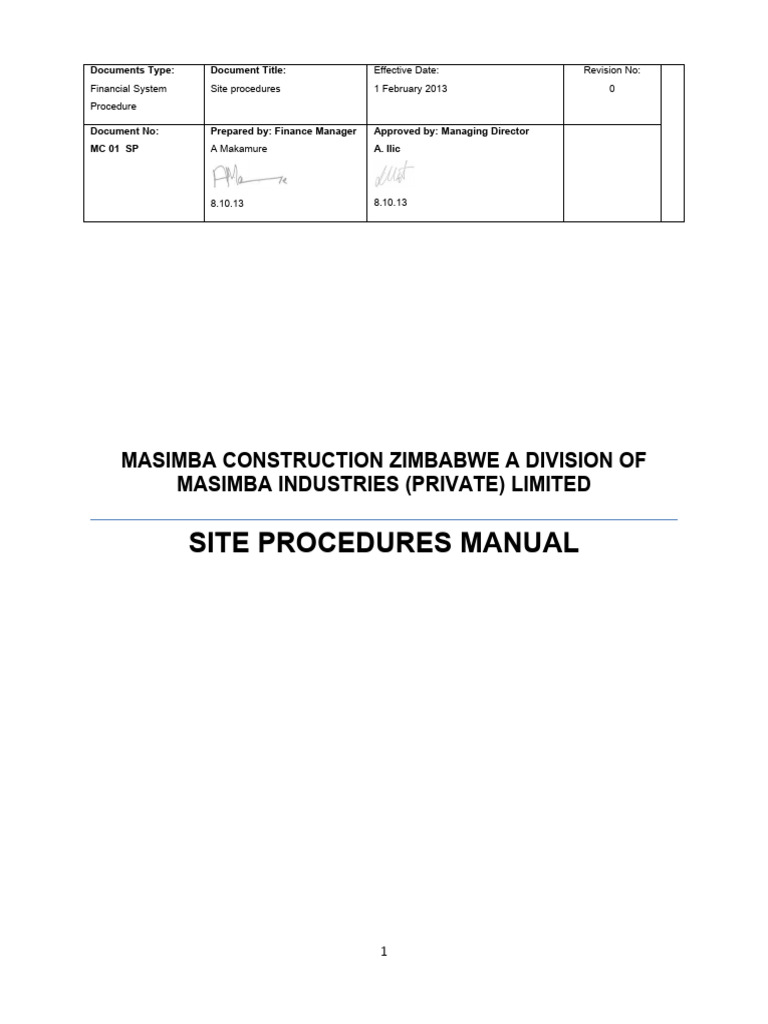 Site Procedures Manual Final | PDF | Procurement | Invoice