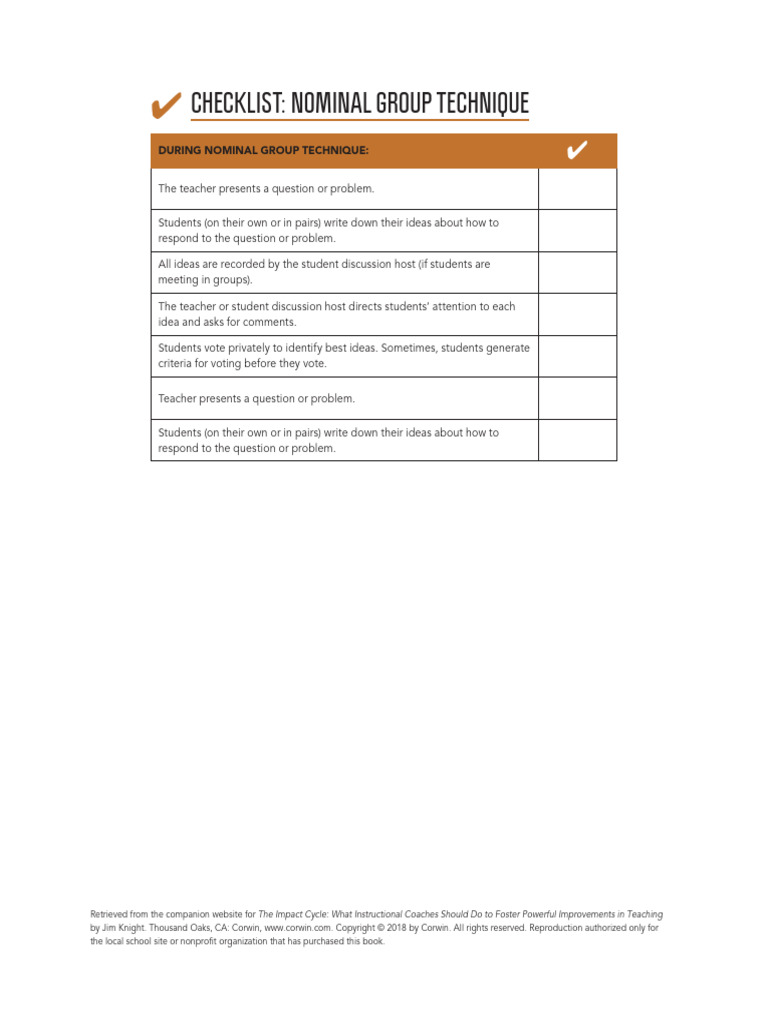 Checklist Nominal Group Technique 0 | PDF