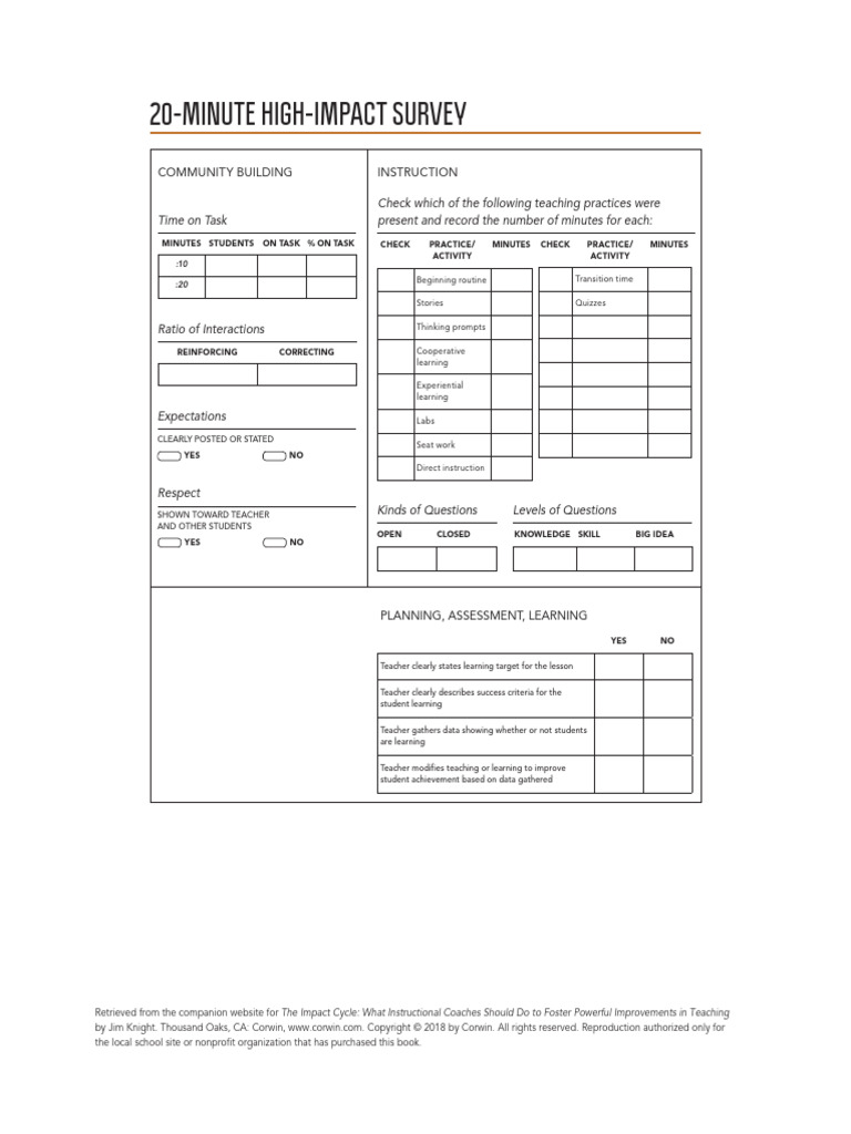 20-Minute High-Impact Survey | PDF | Teachers | Learning