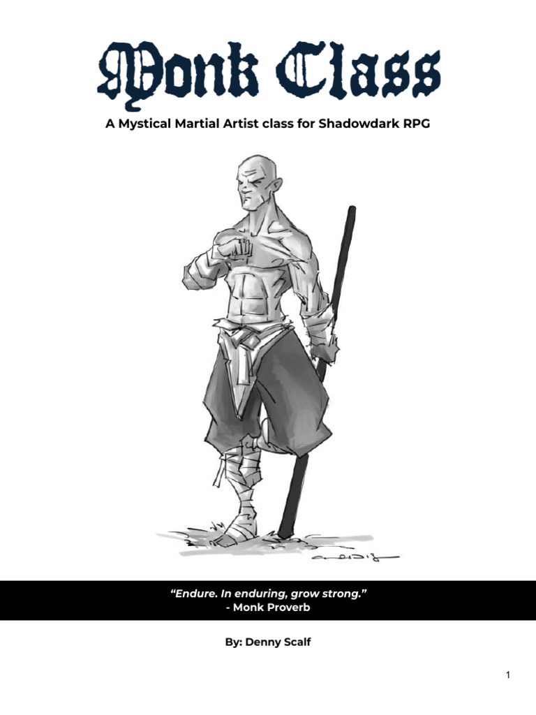 Monk Class - A Mystical Martial Artist Class For Shadowdark RPG | PDF ...