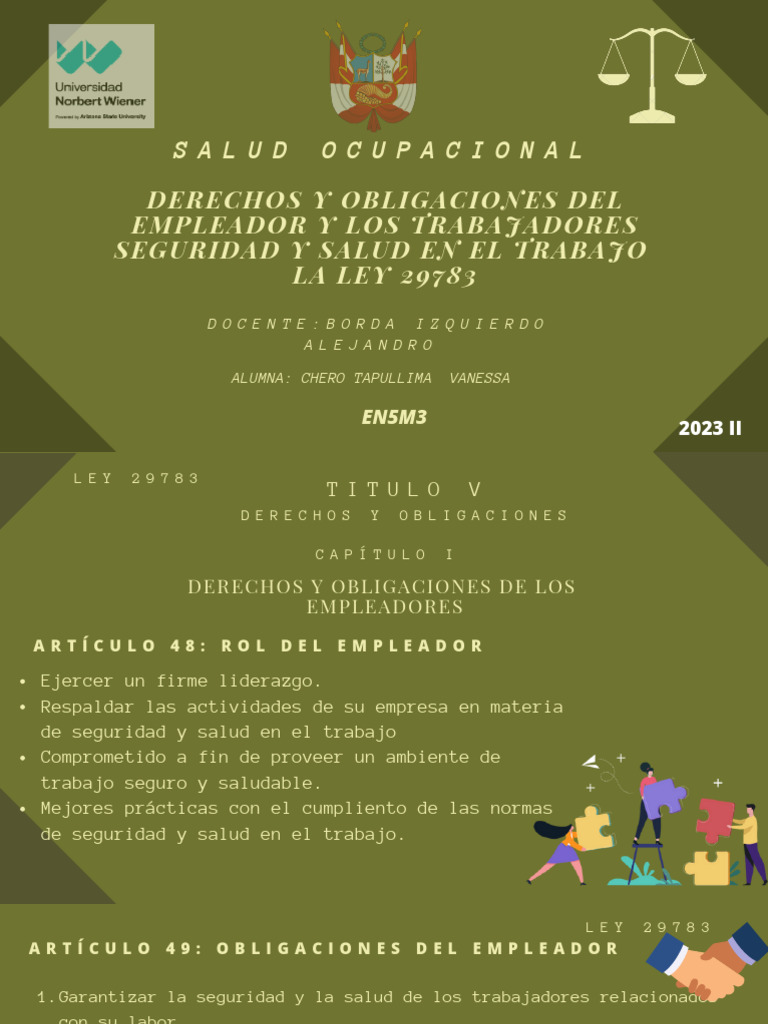 Ley 29783: Derechos y Obligaciones Laborales | PDF | Derecho laboral