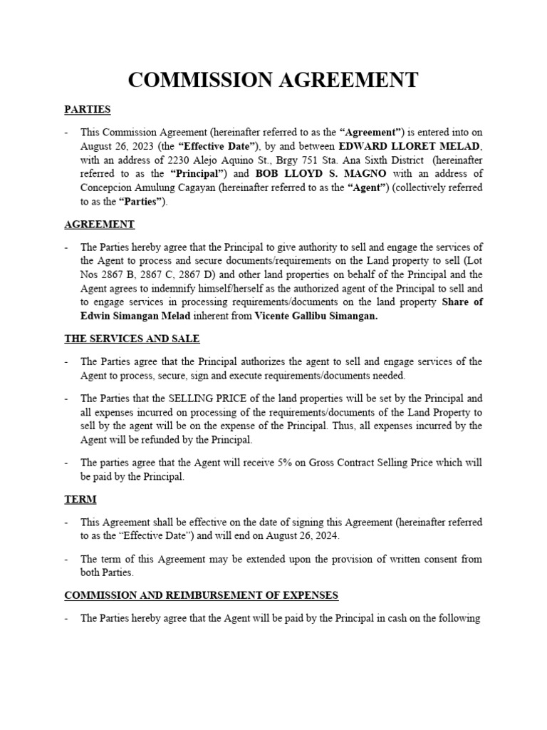 Commission Agreement | PDF | Private Law | Common Law