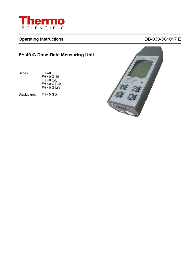 Thermo Electron FH 40GL Manual | PDF | Radioactive Contamination | Electrical Engineering
