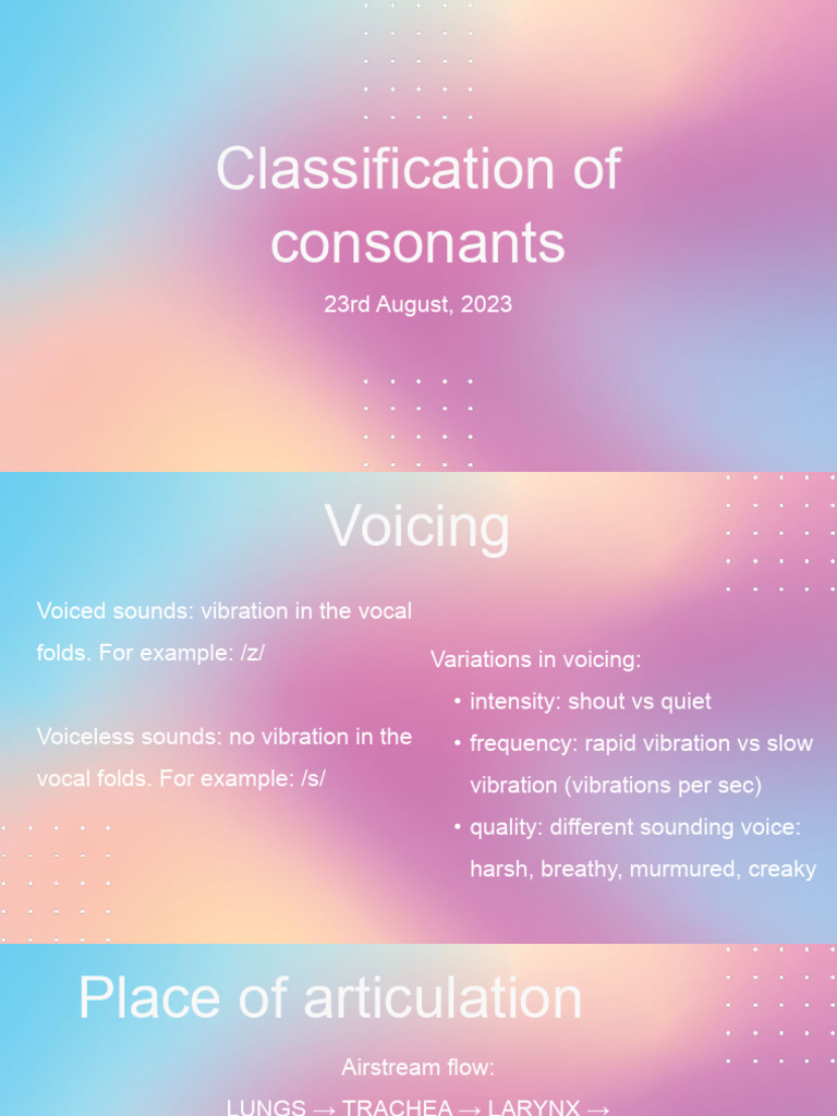 Classification of Consonants | PDF