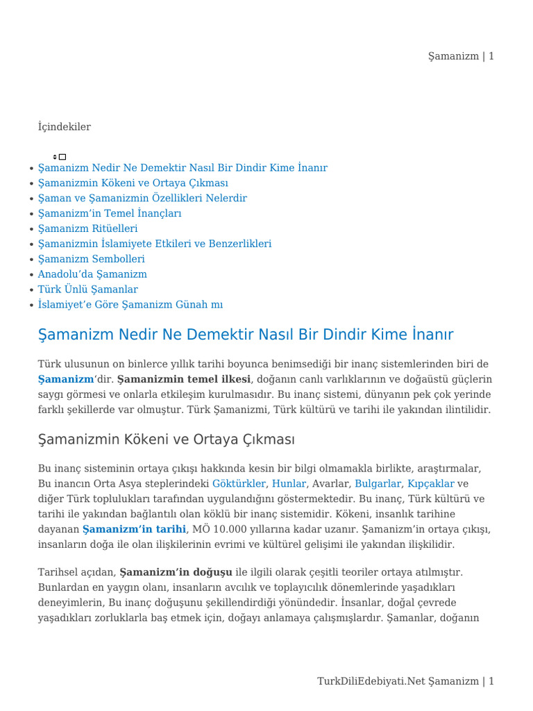 Şamanizm Nedir Ne Demektir Nasıl Bir Dindir Kime İnanır Tapar | PDF
