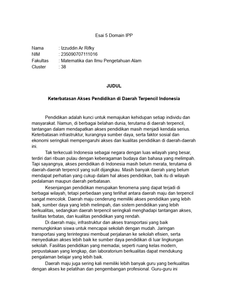 Esai 5 Domain IPP | PDF