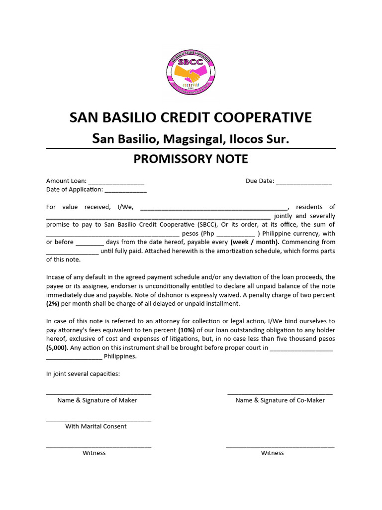 Promissory Note | PDF | Promissory Note | Loans