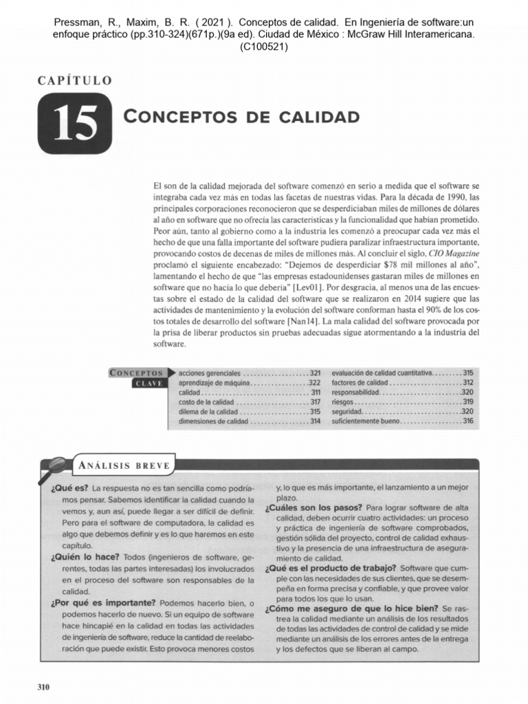 Conceptos de Calidad: Capítulo | PDF | Software | Calidad (comercial)