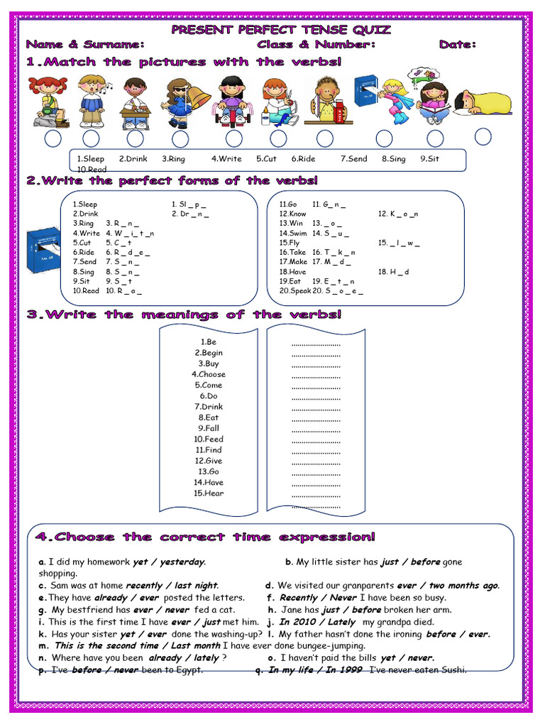Present Perfect Tense Grammar Guides - 138527 | PDF