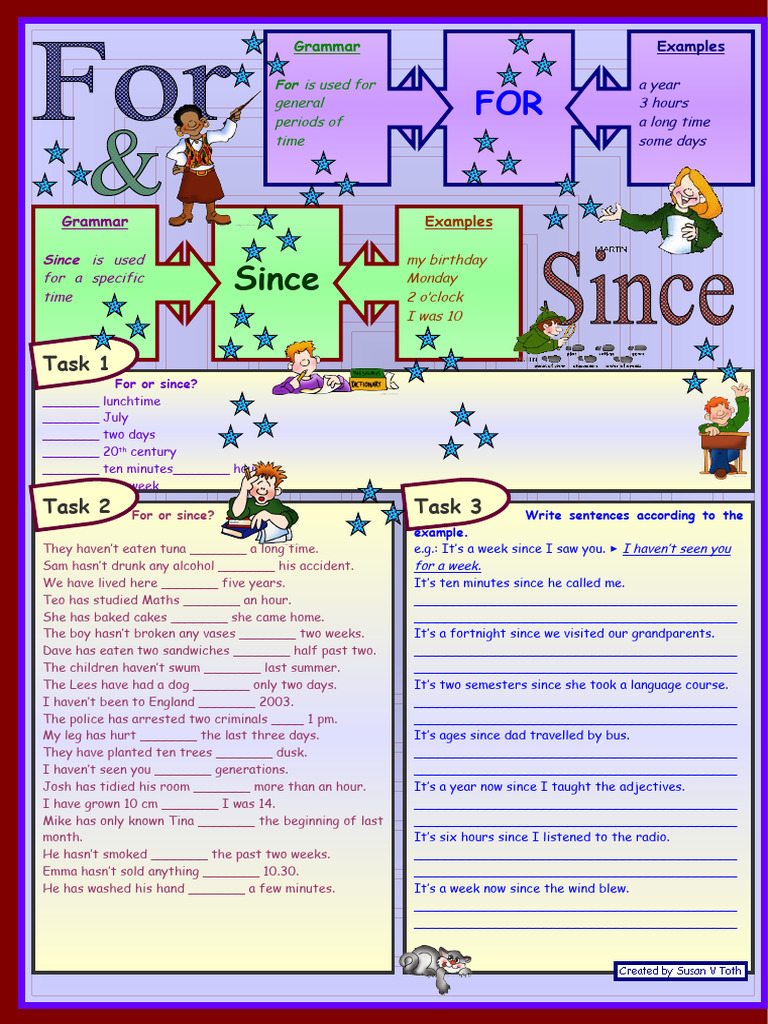 Since or For With Grammar Upperelementary A2 With Grammar Guides ...
