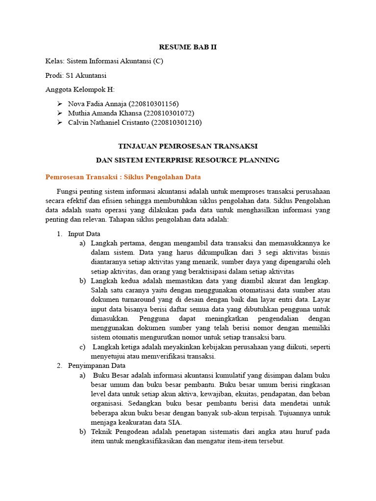 Resume Sia Bab 2 | PDF | Bisnis