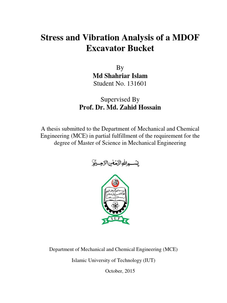 Stress and Vibration Analysis of a MDOF Excavator Bucket | PDF ...
