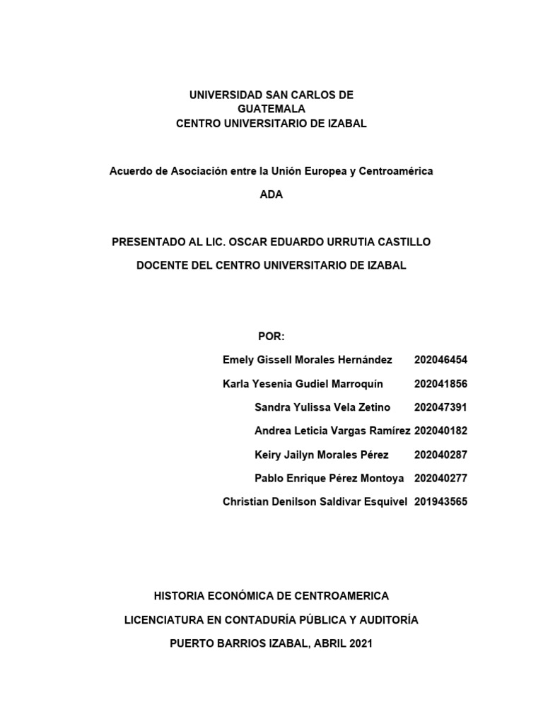 Acuerdo de Asociación Entre La Unión Europea ADA | PDF | Tratado ...