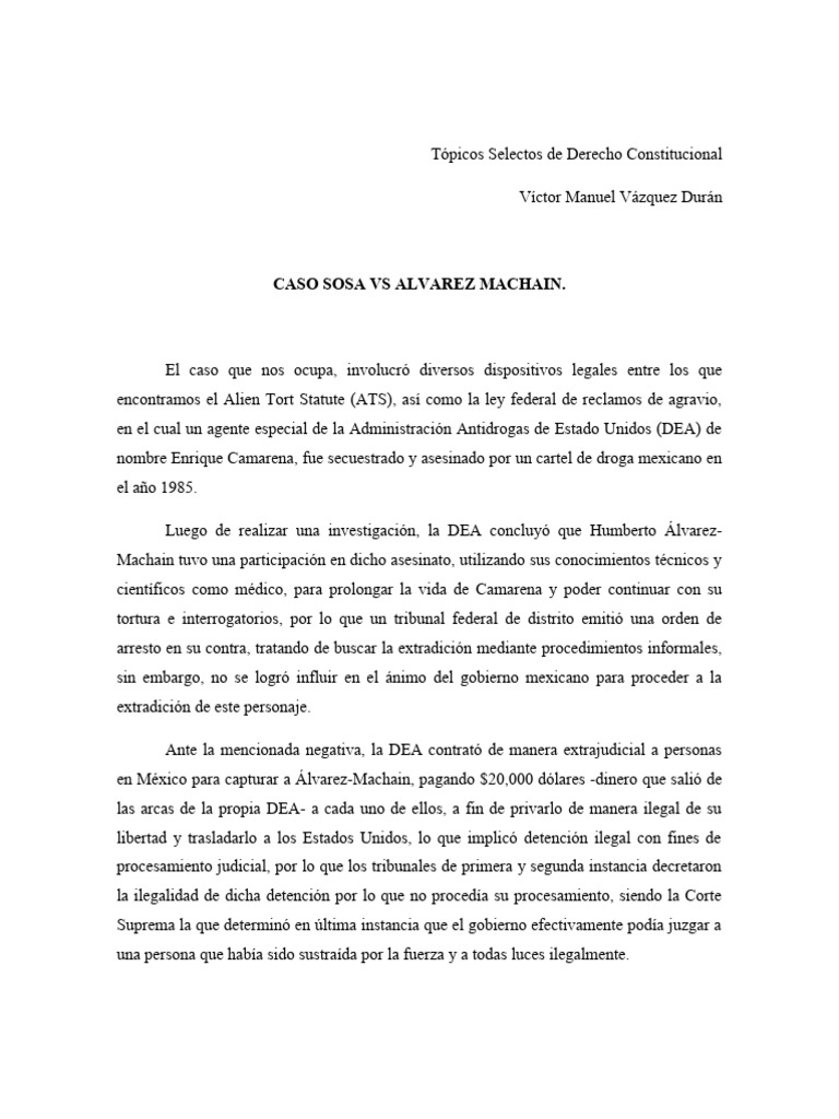 Caso Sosa VS Alvarez Machain2 | PDF | Administración para el Control de ...