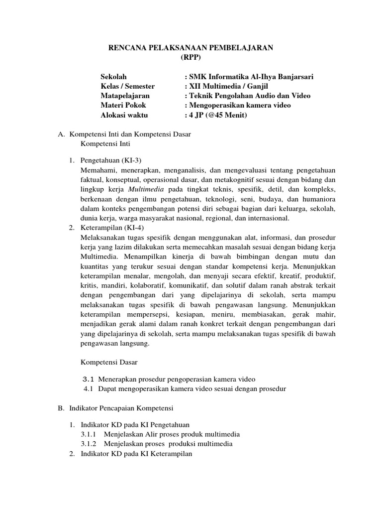 RPP Tpav 1 Tahun | PDF | Karier & Perkembangan