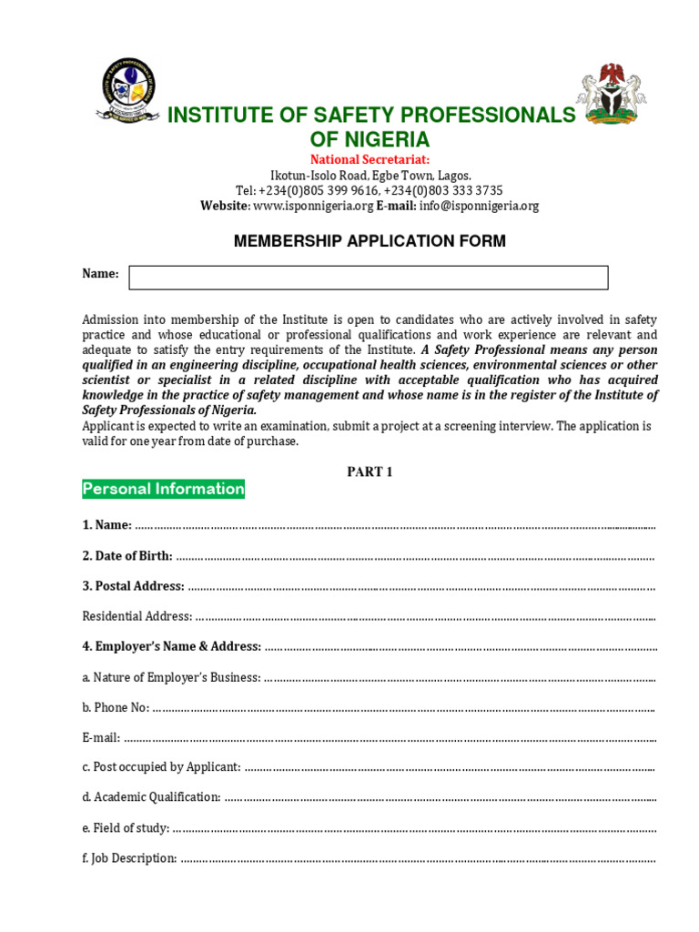 Membership Application Form | PDF